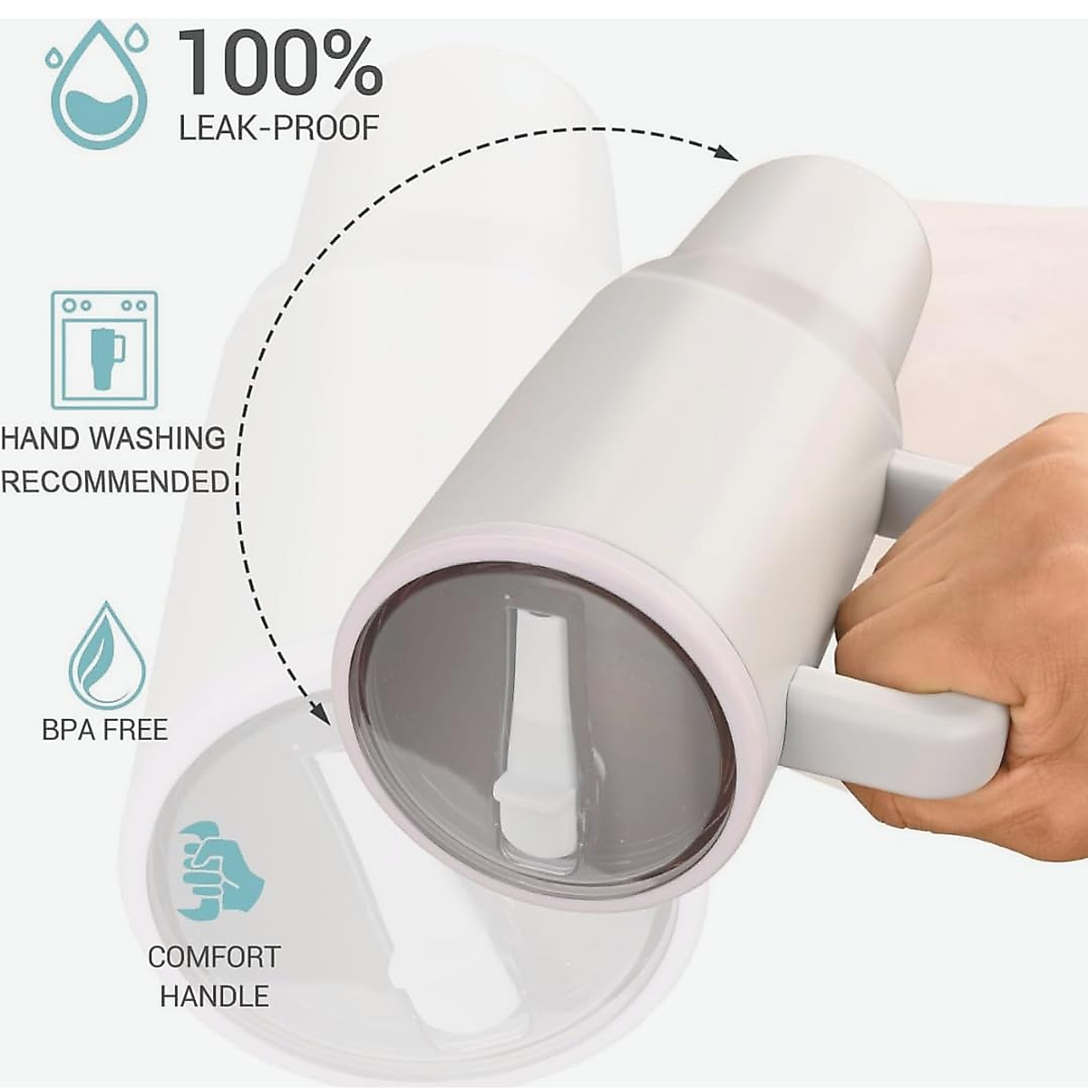 Zuchii Traveler, 40 oz Water Bottle with Handle & Flip Staraw, 100% Leak Proof Reusable Insualted Tumbler, Stainless Steel Travel Mug, Cup Holder Friendly - Gifts for women & men (Sage, 40 oz)