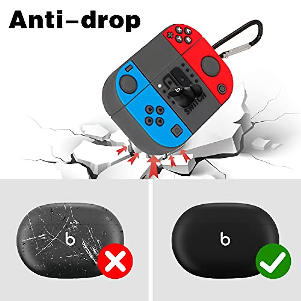 Jowhep Case for Beats Studio Buds Fashion 3D Design Stylish Silicone Cover Trendy Kawaii Funny Cool Fun Unique Wireless Powerbeats Cases for Beats Earbuds Headphones for Girls Boys Teen Switch