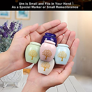Small Urns for Human Ashes,Mini Urn Set of 5,Beautifully Handmade Ceramic Tree of Life Cremation Urn,for Sharing Adult or Baby Urns for Ashes,Pet Urn.