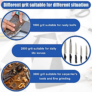 3 Pieces Diamond Sharpening Stone Diamond Knife Sharpener Plate Honing Whetstone for Kitchen Sharpening Dull, Blunt or Tired Edges (1000/2000/ 3000 Grit)