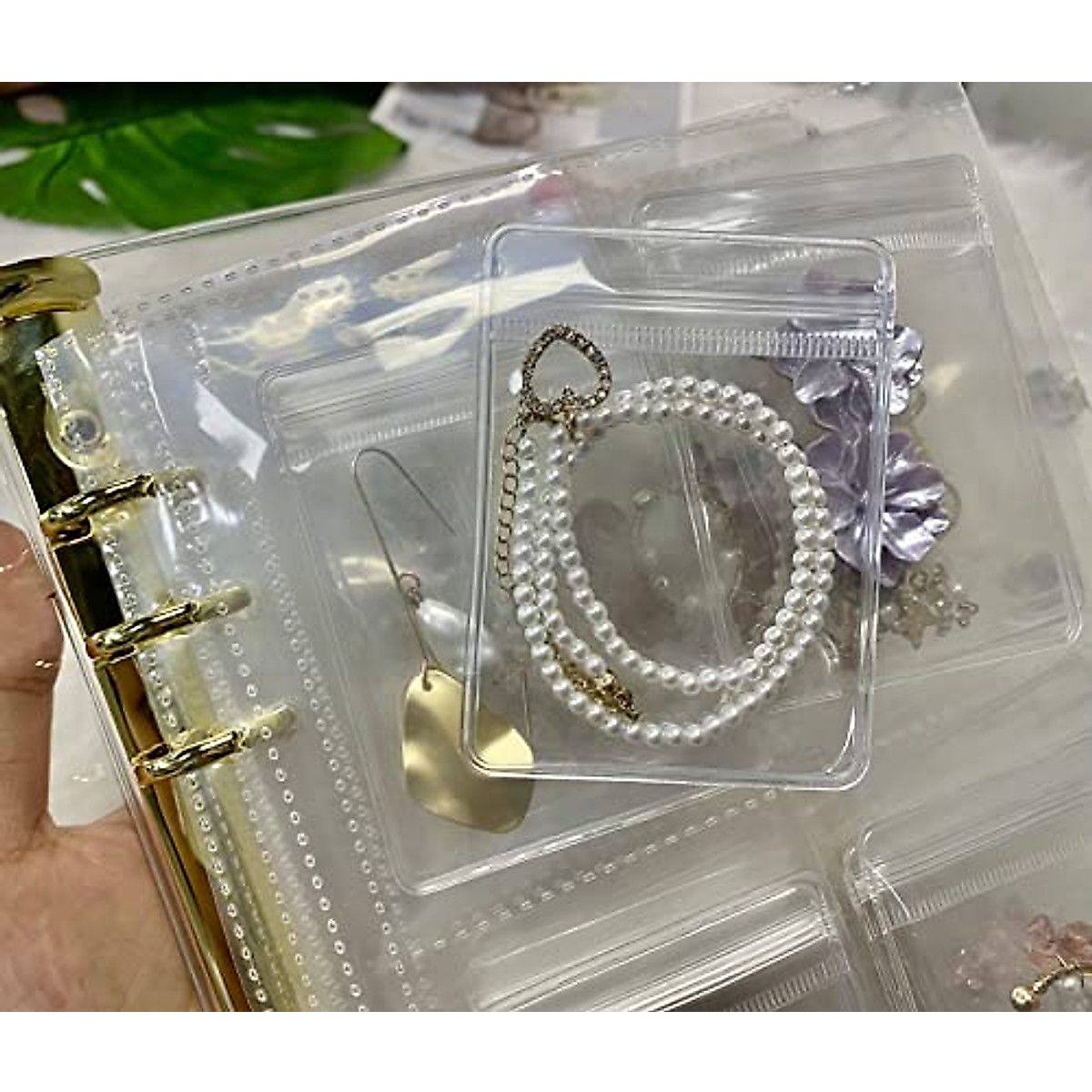 Travel Jewelry Earring Organizer Storage Bags Book,Upgrade Transparent Jewelry Organizer Storage Book,Small Clear Plastic Bags for Jewelry Travel Necklace Ring Storage Bags(70 Grids+70 Bags 2 Sizes)