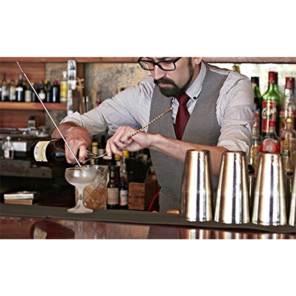 2 Pcs Mixing Bar Spoon 12 Inches 18/10 Stainless Steel Spiral Pattern Morphine Bartender Whiskey Cocktail Shaker Spoon