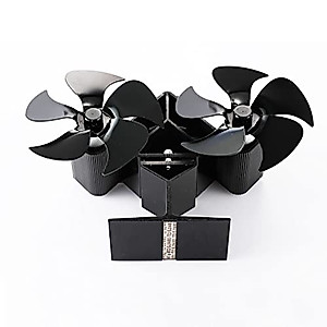 UXZDX CUJUX 10-Blade Fireplace Fan Double-Headed Silent Thermal Heating Heat Powered Stove Fan (Color : Black, Size : 160x185mm)
