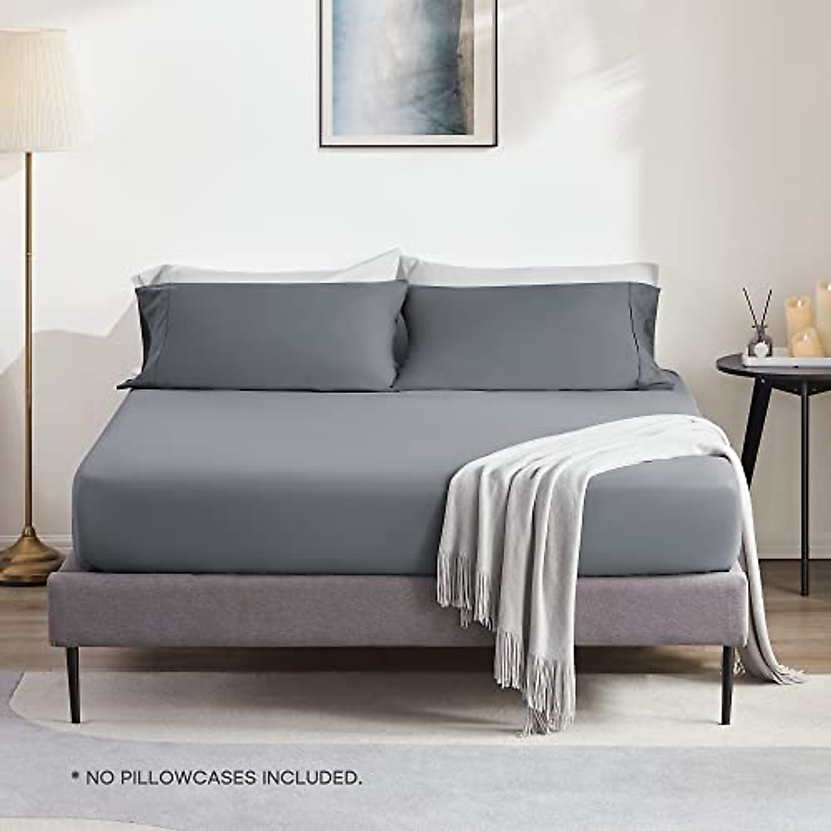 SONIVE 2-Pack Full Fitted Sheet Super Soft 1800 Double Brushed Microfiber Wrinkle Free Sheets Deep Pocket up to 16 Inches (Full, Grey)