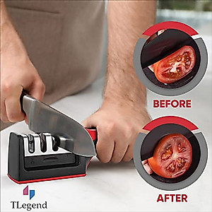 Knife Sharpeners for Kitchen Knives– Stainless Steel 4 in1 Kitchen Knife Sharpener – Ergonomic and Easy to Use Knife Sharpening Kit with 4 Stage Sharpening Slots