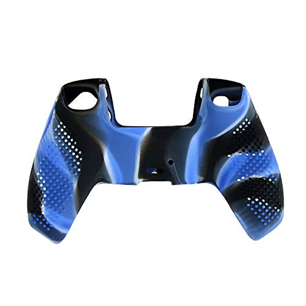 Camouflage Antislip Silicone Skin Protective Rubber Anti-Slip Case Cover with 8pcs Thumb Grips Stick Joystick Cap for Playstation 5 PS5 Controller Gamepad Game Protector Cover (Dark Blue)