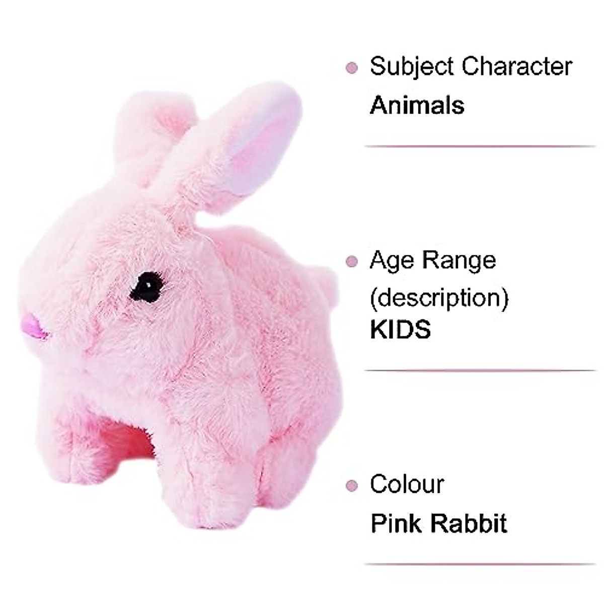 Hopping Bunny Toys for Kids Interactive Electronic Pet Plush with Sounds and Movements - Walking, Barking, Tail Wagging, Stretching Companion Animal Dog Toys Gifts for Girls Toddlers(Pink, 7in)