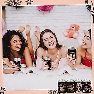 Nitial 24 Pcs Rose Gold 30th Birthday Can Sleeves to 30 Years Can Neoprene Cooler 30th Birthday Decorations 30th Birthday Party Favors Supplies Birthday Gift for Women Men