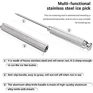 MUMIAO Ice Picks Aluminium Alloy Handle Stainless Steel Knife With Safety Cover Ice Tool Kitchen Tool for Restaurant Bar Home (Silver)