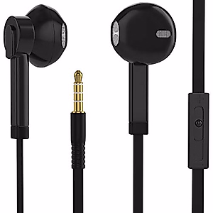 3 Pack Boost+ Headphones Earphones Earbuds 3.5mm Wired Headphones | Stereo Sound Noise Isolating Earphones with Built-in Microphone Inline Volume Control - Black