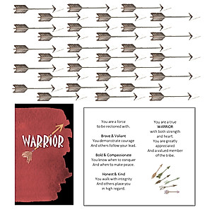 Smiling Wisdom - Bulk 30 Warrior Gift Sets - Employees Staff Mini Warrior Appreciation Cards, Bags and Arrow Keepsake Gifts (90 Pcs) - Silver Arrow