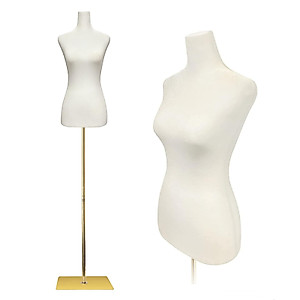 Female Dress Form Mannequin Torso,Height Adjustable Mannequin Stand, Realistic Model Display Body Stand Metall Base Clothing Forms, Beige