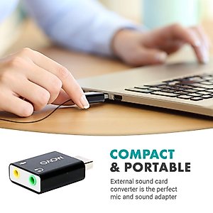 Movo USB-AC 3.5mm TRS Microphone to USB 2.0 Stereo Audio External Sound Card Adapter for PC and Mac. USB Sound Card Adapter for Computer or Laptop Convert USB Input to 3.5mm TRS Headphone or Mic Jack