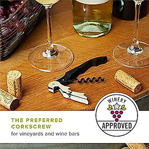 True Truetap Double Hinged Professional Waiter's Corkscrew - Wine Key and Wine Opener for Wine Bottles, Black