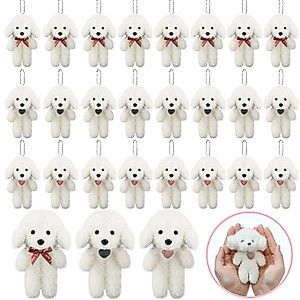 Civaner 24 Pcs Valentine's Day Mini Plush Stuffed Animal Toys Tiny Pendant dog Bear Doll for DIY Keychain Birthday Wedding Xmas Decorations Party Favor Backpack Handbag Accessory (Dog with Heart)