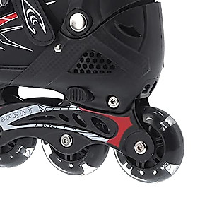 Children Triple Protection Roller Skates, Adjustable Inline Breathable Mesh Roller Skates Indoor Outdoor Kids Toy with Self‑Generating Light Wheel Girls Boys(Red S)
