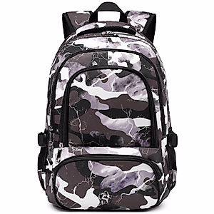 BLUEFAIRY Kids Backpack for Boys Elementary School Bags Primary Middle School Bookbags for Teens Back to School Gifts for Childs Mochila Escolares para Niños 17 Inch Aged 6-8 Camo Grey