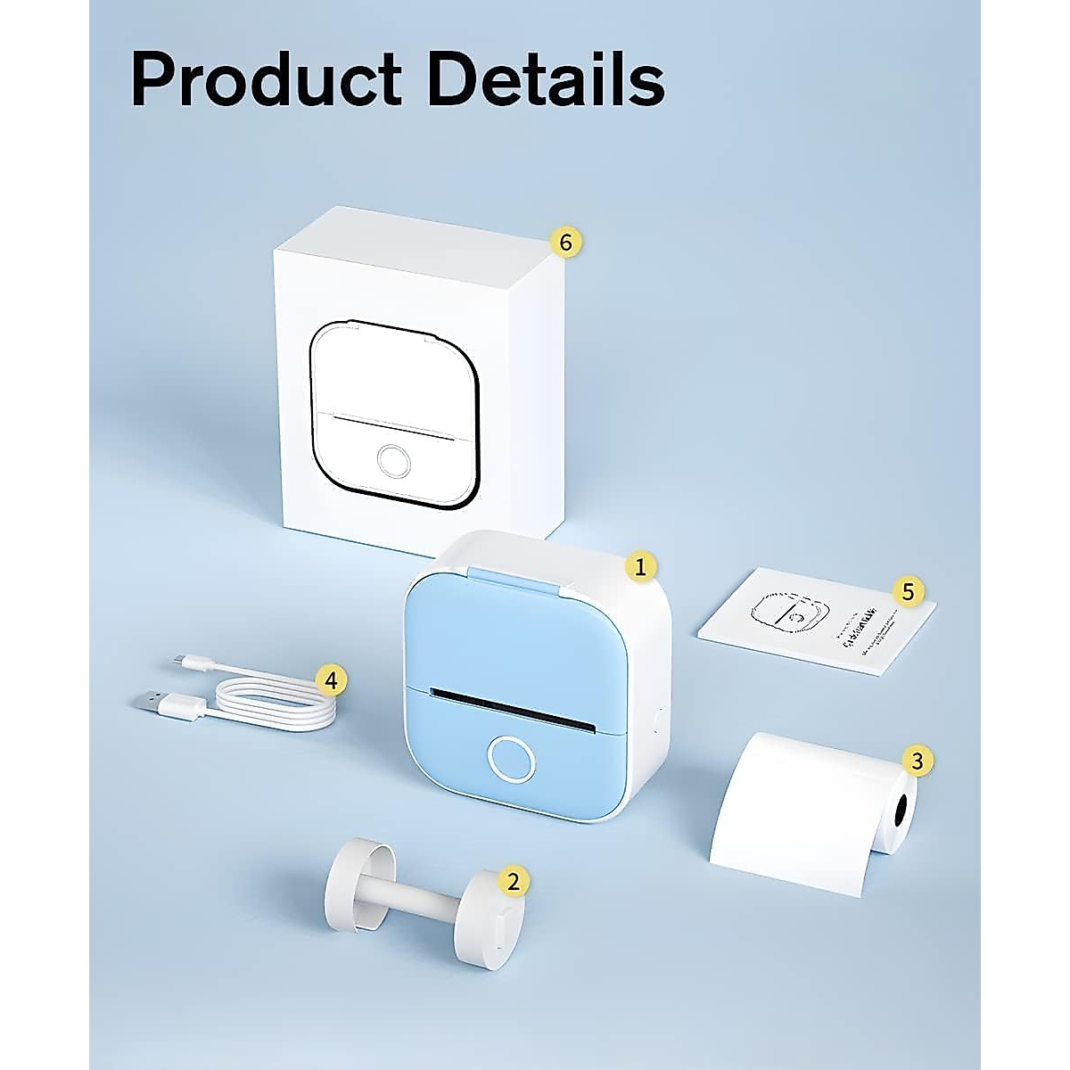 Label Makers, Mini Pocket Printer, Inkless Sticker Printer for School, Fast Printing Portable Mini Thermal Printer with Print Paper，Compatible with Phone & Tablet (1 Printer + 3 Rolls Paper,Green)
