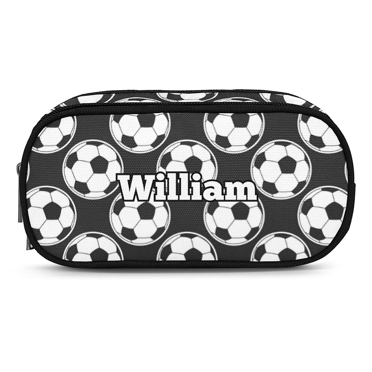 Cartoon Soccer Pattern Personalized Large Capacity Pencil Case Bag Box, Custom Zipper Pencil Pouch Cosmetic for School Office Girl Boy