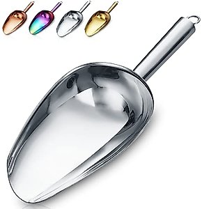 Ice Scoop, Fashion Ice Cream Scoop, Premium Stainless Steel Cookie Scoop, Dog Food Scoop, Sturdy Flour Scoop, Utility Candy Scoop, Dishwasher Safe (Silver/8oz/9 Inch)