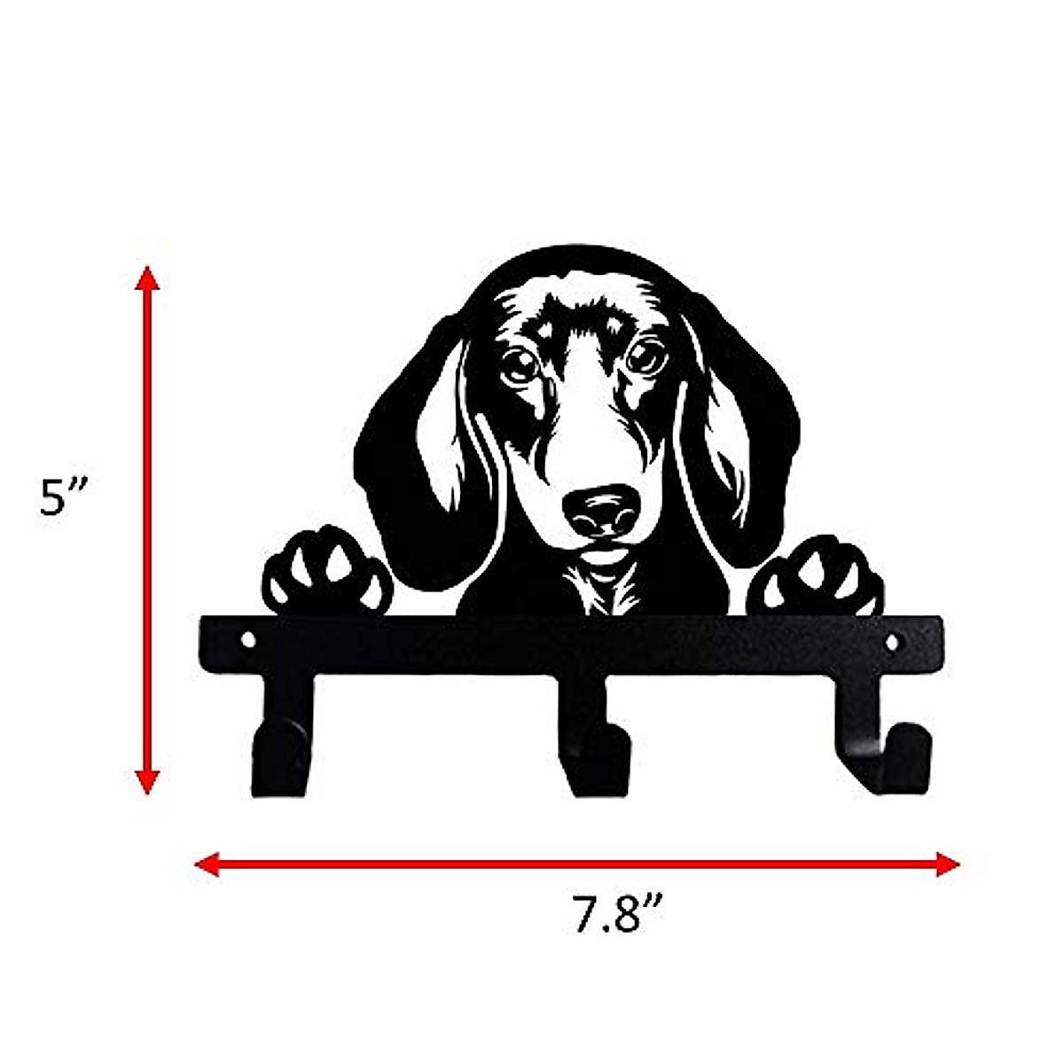 Fit Frenchie Dachshund Wiener Sausage Dog Shape Peek a Boo Metal Wall Hook for Leash Keys Clothes Towel Kitchen Mudroom Bedroom Bathroom