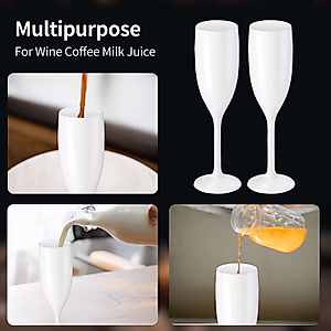 XUWAIDSGN Champagne Flute Acrylic Champagne Glasses Wedding Toasting Champagne Flute Goblet Plastic Reusable Unbreakable Champagne Cups for Bachelorette Wedding Bridal Shower Party (White, 24)