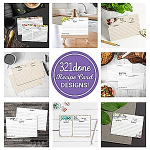 321Done Recipe Cards 4x6 Tan Simple Script, 50-Pack, Made in USA, Double-Sided Thick Cardstock, Cute Vintage Rustic Kraft Look for Bridal Shower Wedding Housewarming Gift