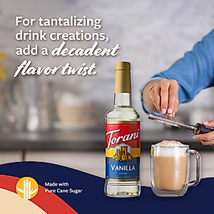 Torani Coffee Syrup, Vanilla Flavored Syrup for Drinks, Pump Included, 25.4 Fl Oz
