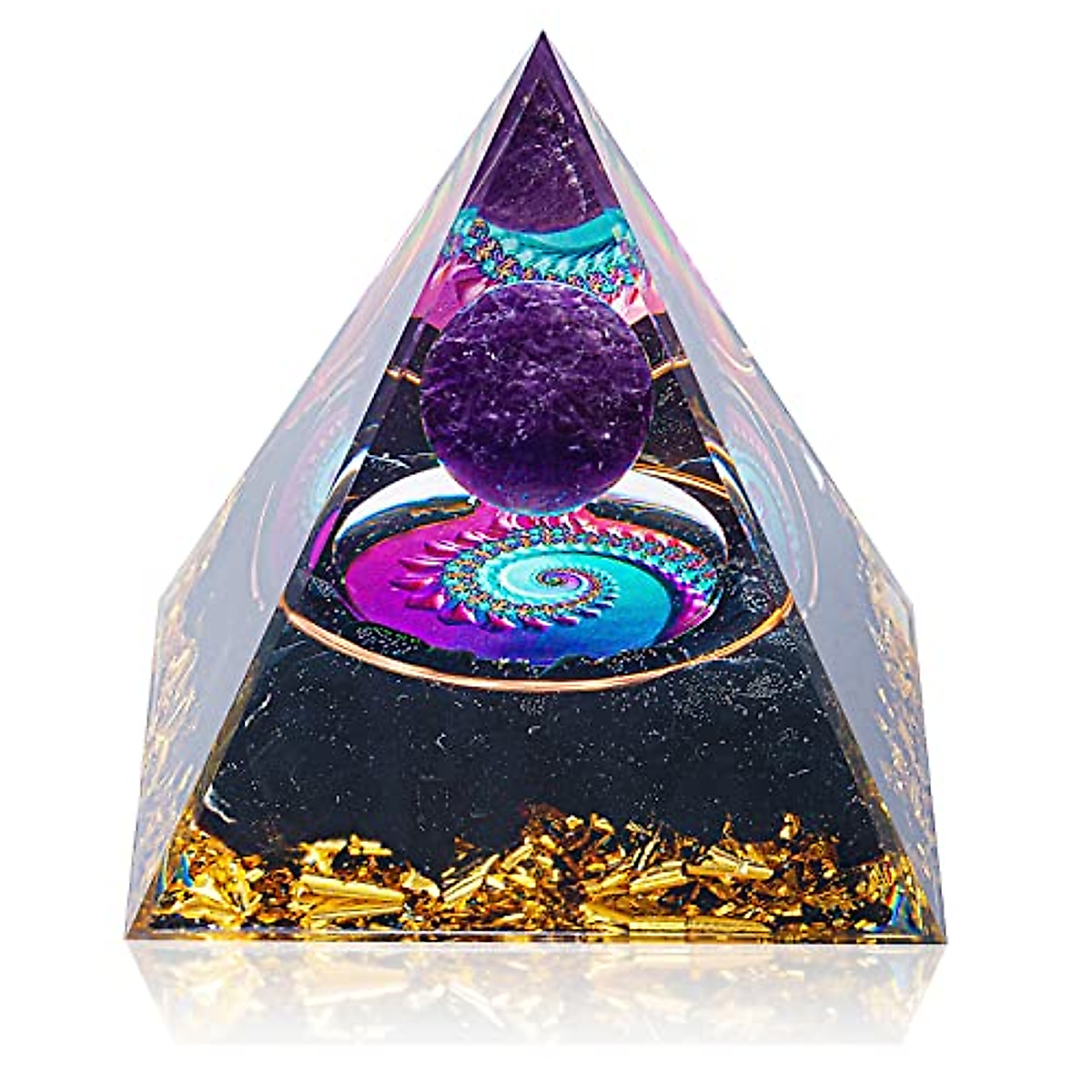 CRISTALLIUM Orgone Pyramid Crystal Healing Stone Energy Generator Healing Crystals Chakra Crystal Healing Meditation Crystal Sphere Orgonite Crystal Pyramid Women Gift - Blue stone