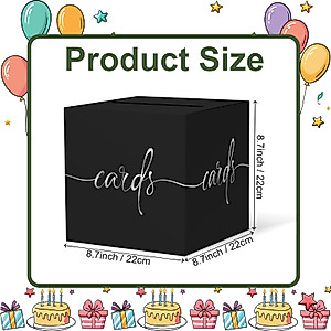 Black Card Box with Silver Foil Design Wedding Card Box Gift Cards Receiving Box for Party Graduation Bridal or Baby Showers, Raffle Ticket Box Money Box for Birthday Retirements Anniversaries