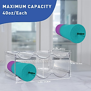 HOGARSWE Water Bottle Organizer, Storage Holder for Kitchen Organization,Fridge, Pantry,Cabinet,Countertop,Cupboard- Plastic Cup Rack Shelf for Wine，Drinks- 2 Layers,Each Rack Holds 3 Containers,Clear