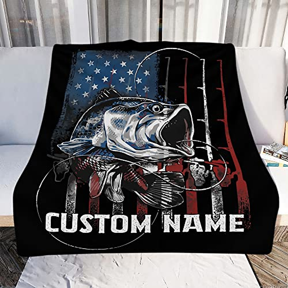 PAgree Personalized Fishing Fish Blanket, A Fisherman's Prayer Sherpa Fleece Throw Blanket Gifts for Fishing Lovers, Soft Flannel Blanket for Home Office Beach Fishing Throw for Men Fish Hunter (FS2)