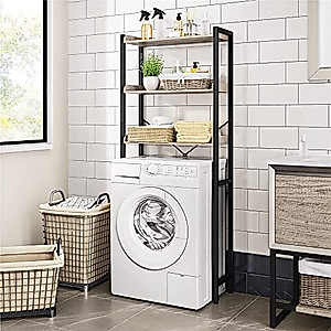 Yaheetech 3-Tier Over The Toilet Storage Shelf, Wooden Bathroom Space Saver Toilet Storage Rack with Shelves, Free Standing Bathroom Organizer Rack for Home, 25 x 10 x 65 Inches, Gray