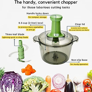 Brieftons Express Manual Food Chopper: Large 8.5-Cup, Hand Chopper Vegetable Cutter to Chop Veggies, Fruits, Herbs, Garlic Onion Chopper for Salsa, Salad, Pesto, Guacamole, Coleslaw, Indian Cooking