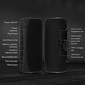 ROYQUEEN Bluetooth Speaker,30W Loud Stereo Sound Portable Speaker,Deep Bass,IP67 Waterproof and Dustproof,Wireless Dual Pairing,Built-in Mic,for Outdoor,Indoor