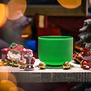 TOPFUND Handcrafted 440 Hz Green F Note Crystal Singing Bowl 10 inch for Heart Chakra with Heavy Duty Carrying Case and Suede Striker