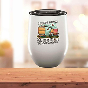 Diy Lover's Gift With Wood Chipper Inspired Design, Housewarming Gift For A - The Gift For Diy Enthusiasts And Tools Lovers - 12oz Wine Tumbler Cup