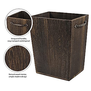 MOOACE Wood Trash Can Wastebasket, 2 Gallon Small Garbage Can Waste Basket Recycling Bin Container with Metal Handle for Bedroom, Living Room, Office, Kitchen, Bathroom