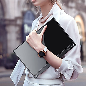 ZEUSLAP Portable Monitor 15.6 Inch 1080P 120Hz FHD Travel Metal Second External USB-C Computer Gaming Monitor with Case & Speakers for Laptop, Phone, SWTICH, PS4/PS5, etc.