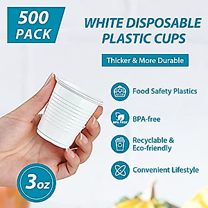 Lilymicky 500 Pack 3 oz Disposable Plastic Cups, Bathroom Cups, 3 Ounce Plastic Mouthwash Cups, Small Jello Shot Cups for Tasting, Drinking and Party