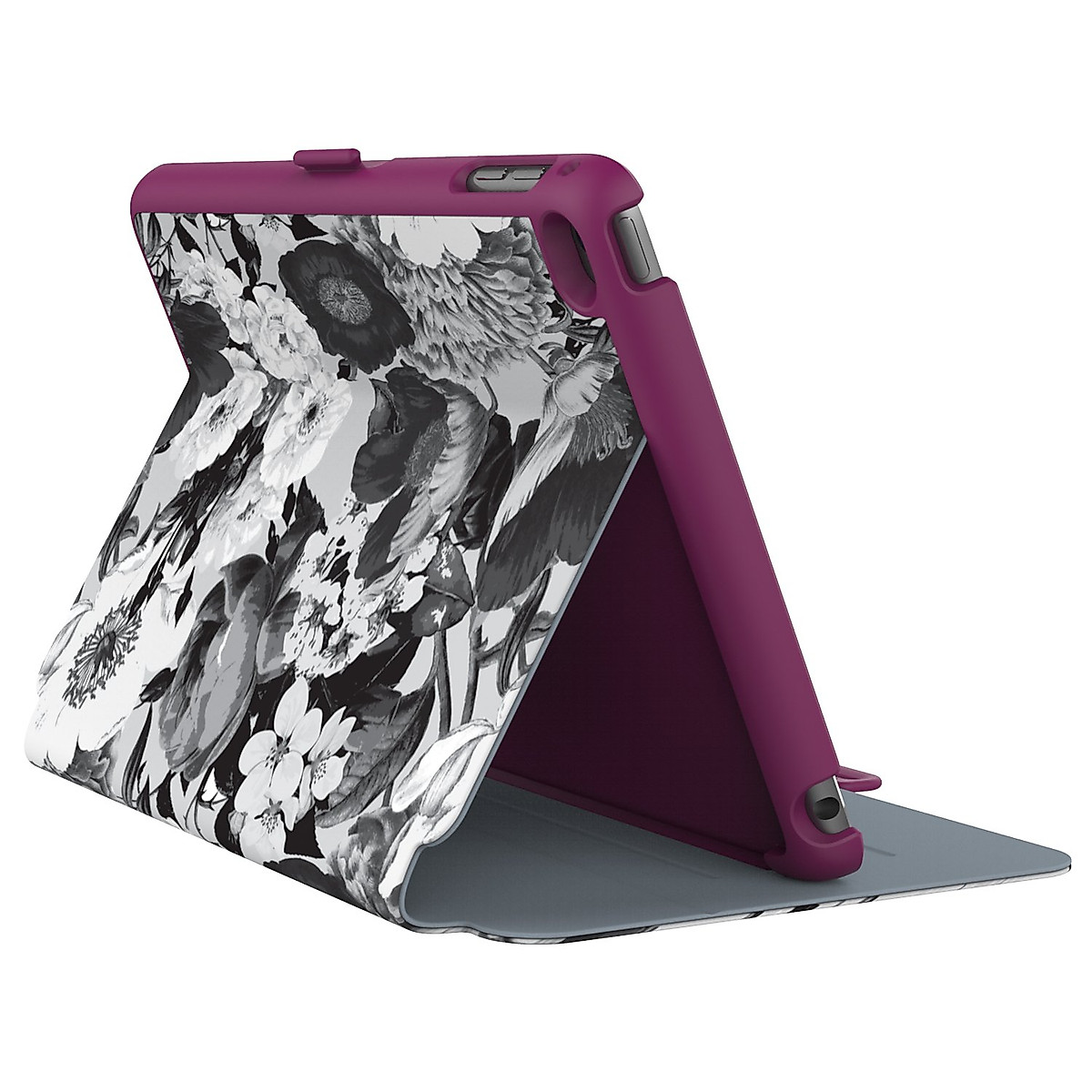 Speck Products StyleFolio Case and Stand for iPad Mini 4, Vintage Bouquet/Nickel Grey/Boysenberry Purple