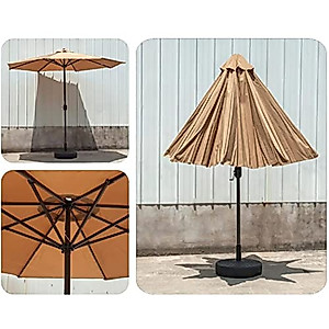 ZJDU 9 Ft Solar LED Patio Umbrella,Garden Patio Parasol,LED Lighted Outdoor Table Market Umbrella, with Push Button Tilt,for Garden, Lawn, Deck, Backyard & Pool,Gray Brown