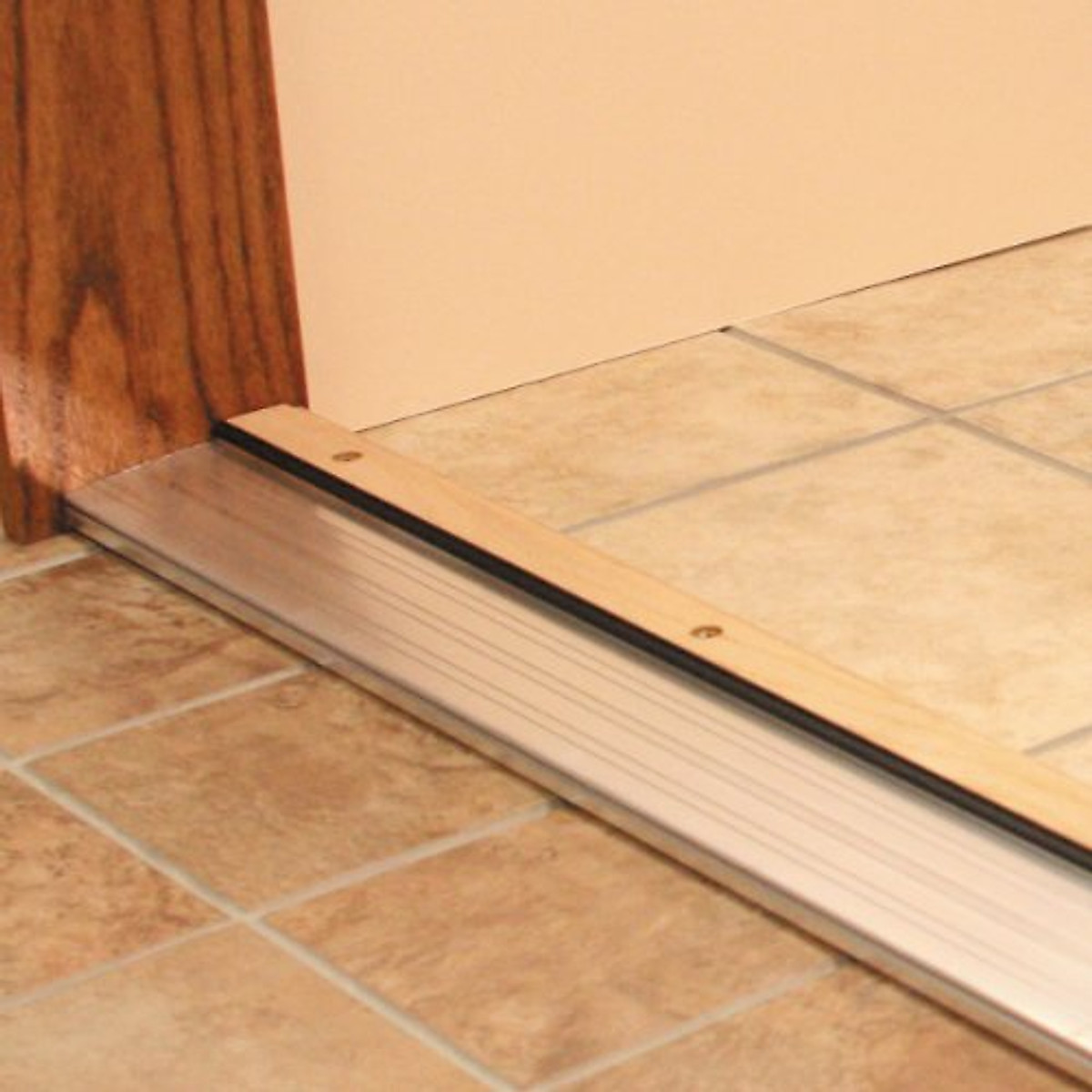 M-D Building Products 76281 1-1/8-Inch by 4-9/16-Inch 73-Inch TH393 Adjustable Aluminum and Hardwood Sill Inswing, Mill