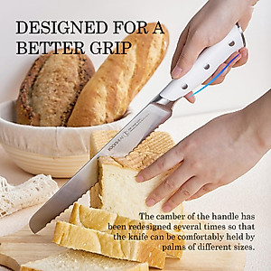 ROCKSHEAT Bread Knife 8.5 inch Ultra Sharp Serrated Bread Slicing Knife for Homemade Crusty Bread One-Pieces Fully Forged Stainless Steel Cake Knife