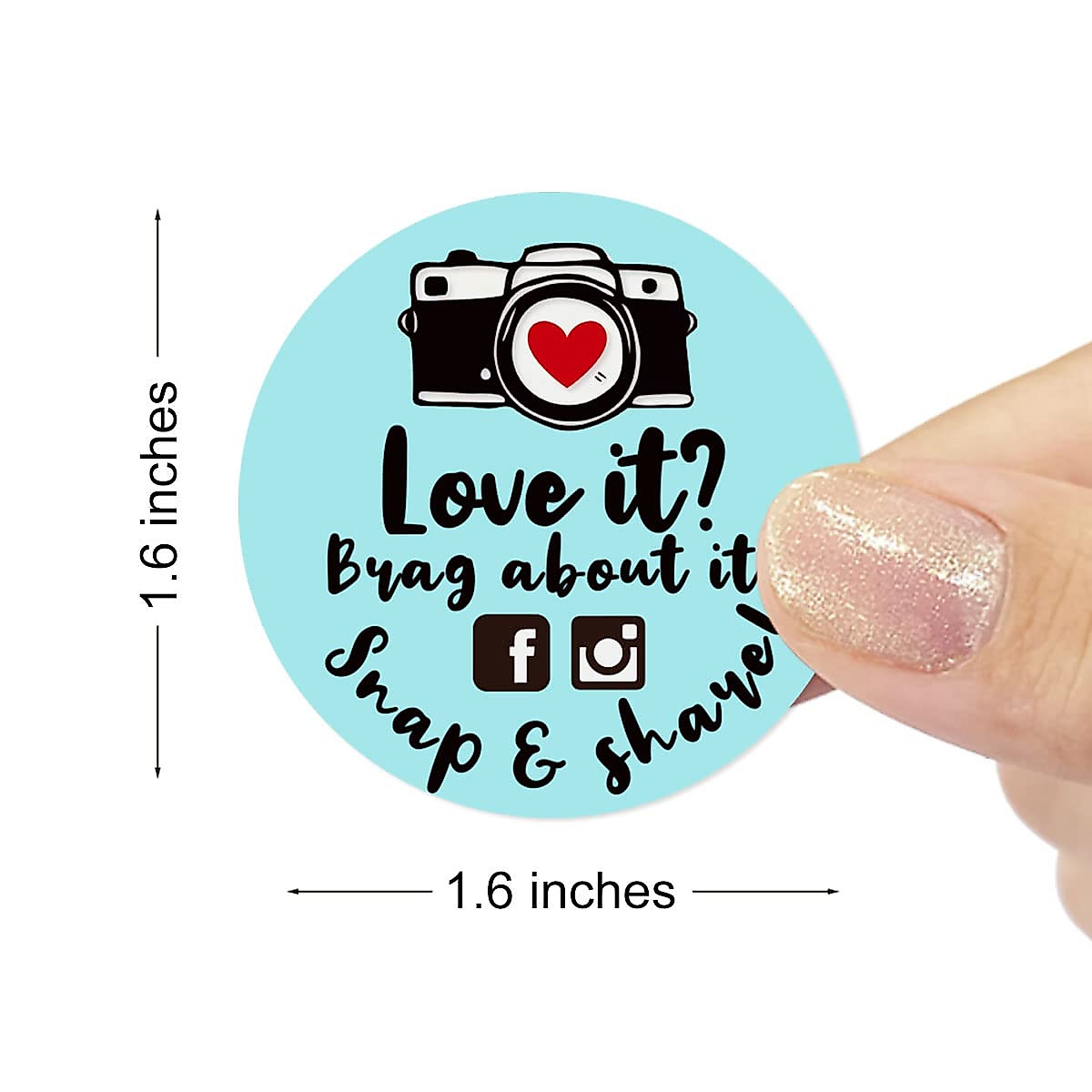 Snap and Share Stickers Small Business,Love it Snap Share Stickers,Leave a Review Stickers,Blue Small Business Stickers 500 Labels Per Roll