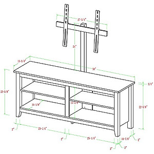 Walker Edison Wren Classic 4 Cubby TV Stand for TVs up to 65 Inches with Mount, 58 Inch, Black