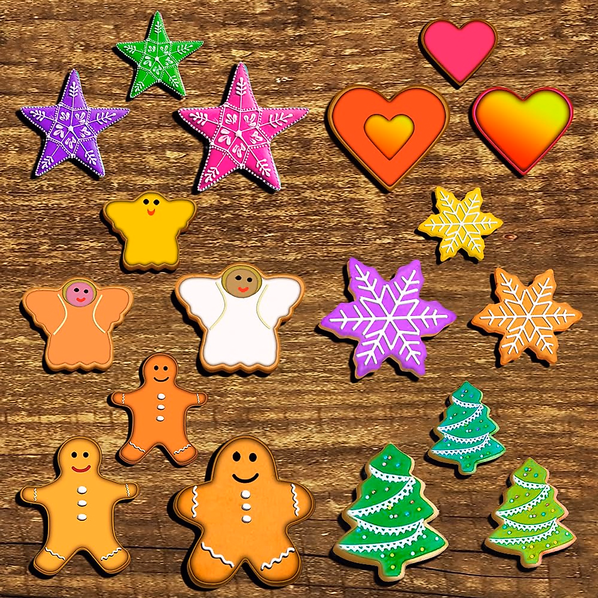 Christmas Cookie Cutter Set - Gingerbread Man, Snowflake, Christmas Tree, Heart, Star, Angel - 18 Piece Christmas Cookie Cutters, Cookie Cutters Christmas Shapes for Holiday Winter Baking