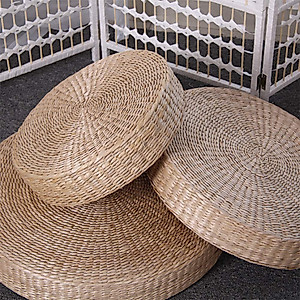 SUPVOX Japanese Style Handcrafted Knitted Straw Flat Seat Cushion,Round Padded Room Floor Straw Mat for Outdoor Seat