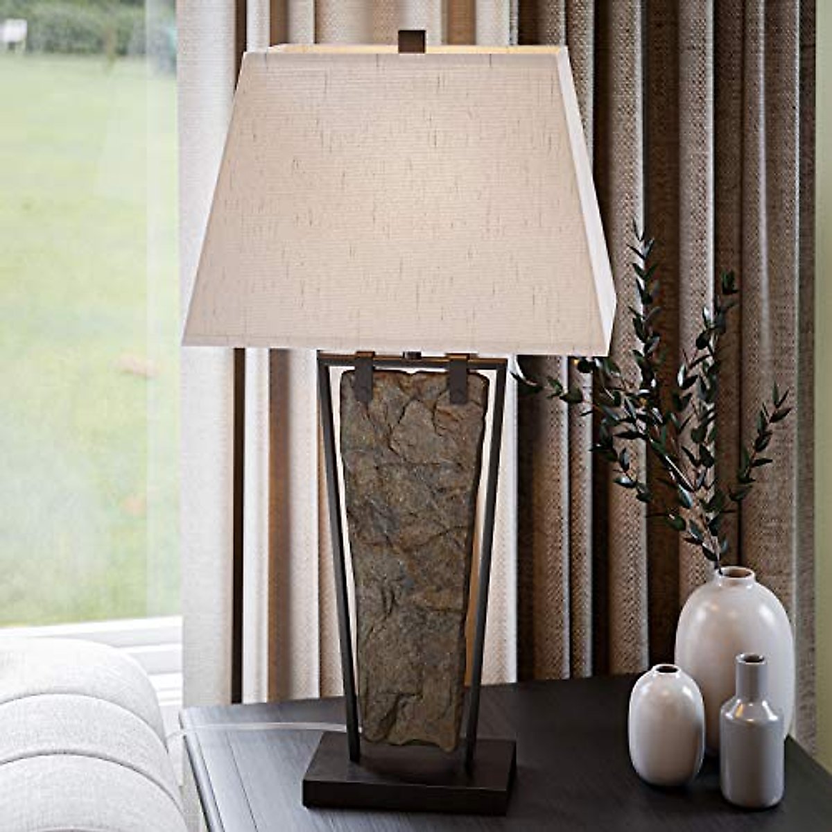 Kenroy Home 32227SL Free Fall Table Lamp with Natural Slate Finish, Rustic Style, 30" Height, 12" Width, 16" Depth