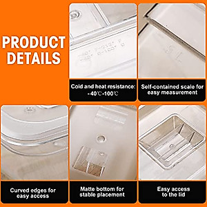 Clear 1/6 Size, Food Pan Polycarbonate Square Food Storage Containers with Lids for Kitchen Restaurant Food Prep (8 Pcs, 2.6 Inch, 1 Quart)